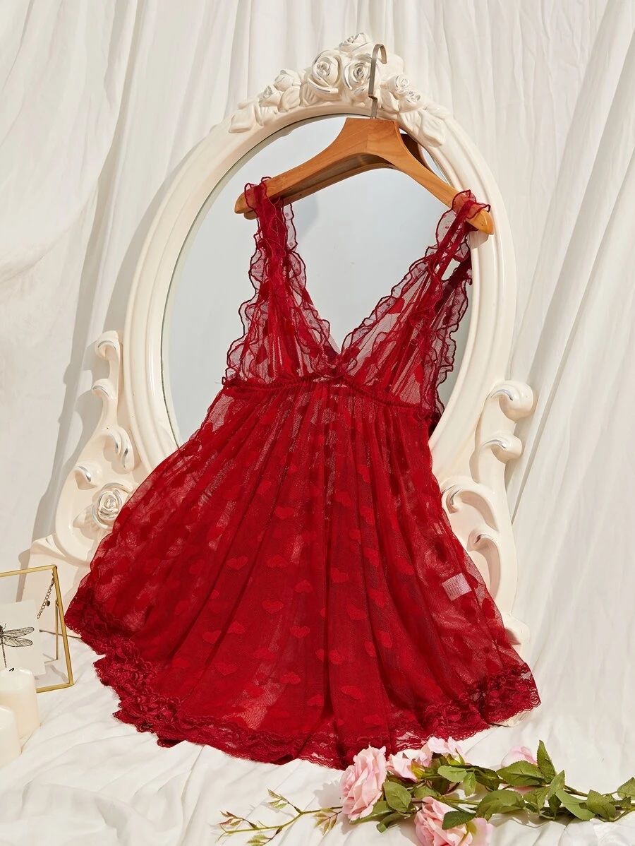 Sheer Heart Mesh Night Dress - Michigan & Cleveland Boudoir ...