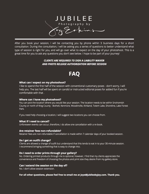 FAQ - JUBILEE photography by Joy Eakins