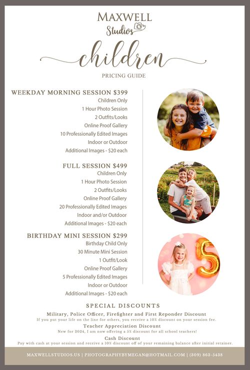 Children Pricing - Maxwell Studios by Megan Leggins