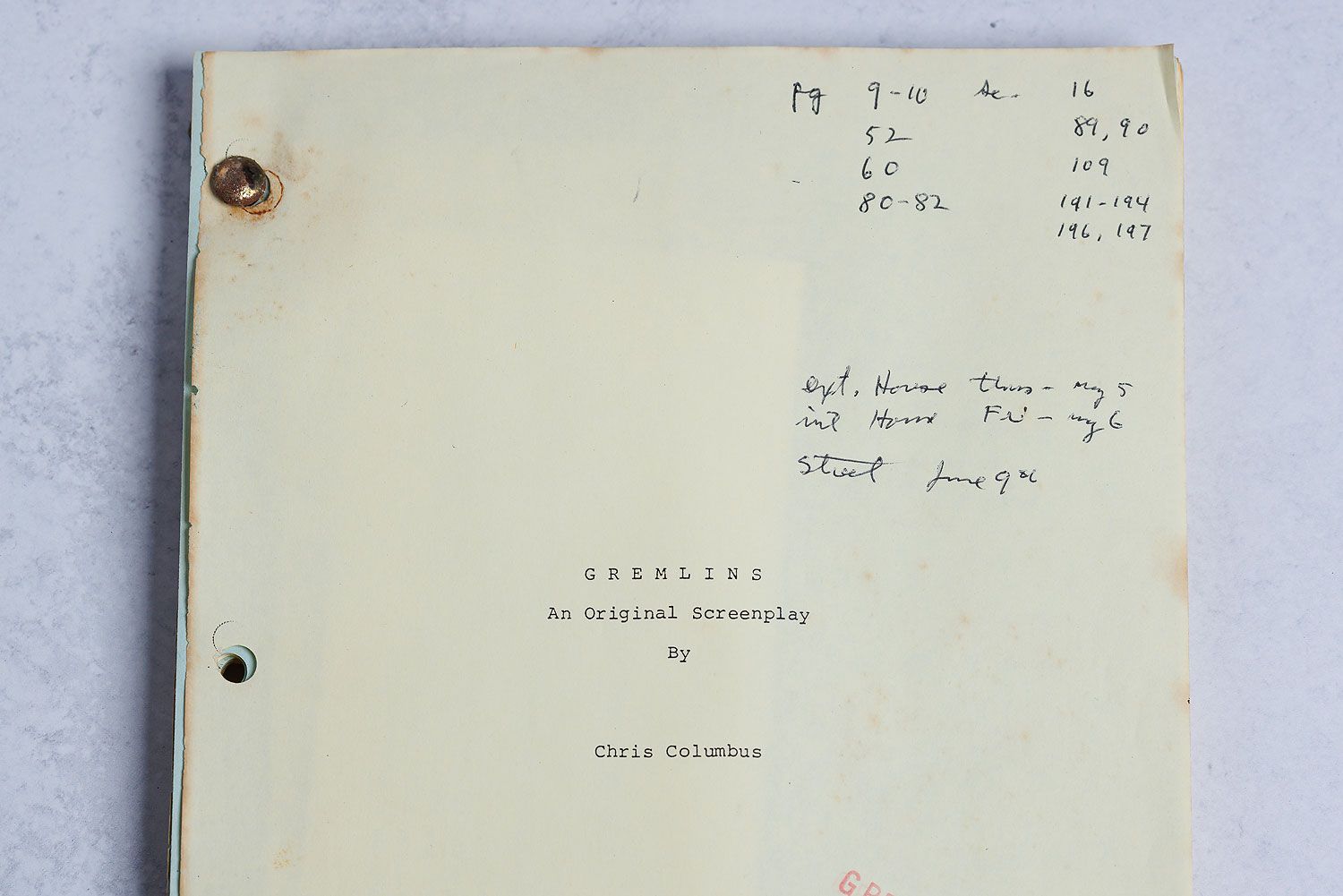 Dick Miller Annotated Script from Gremlins - The Gremlins Museum