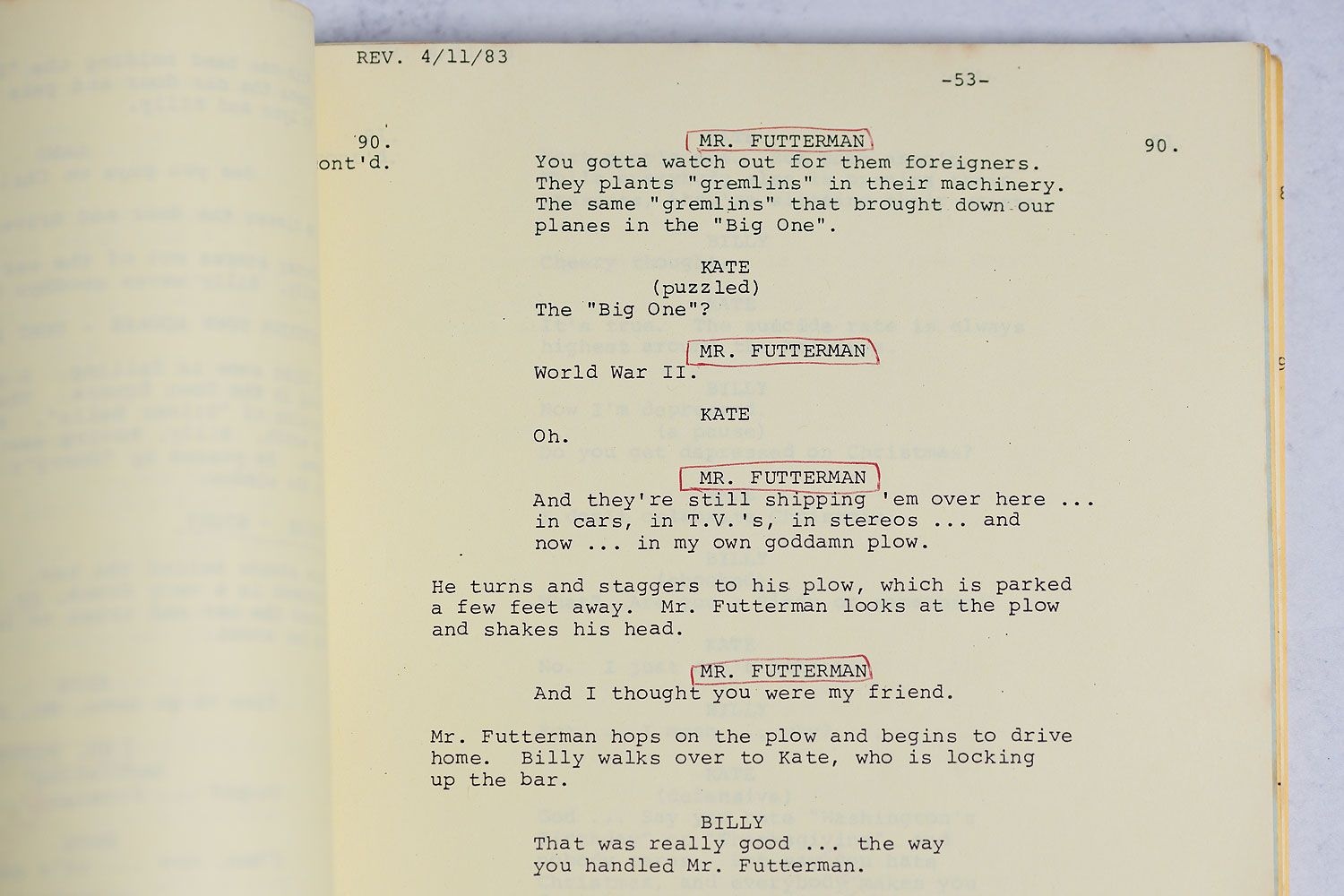 Dick Miller Annotated Script from Gremlins - The Gremlins Museum