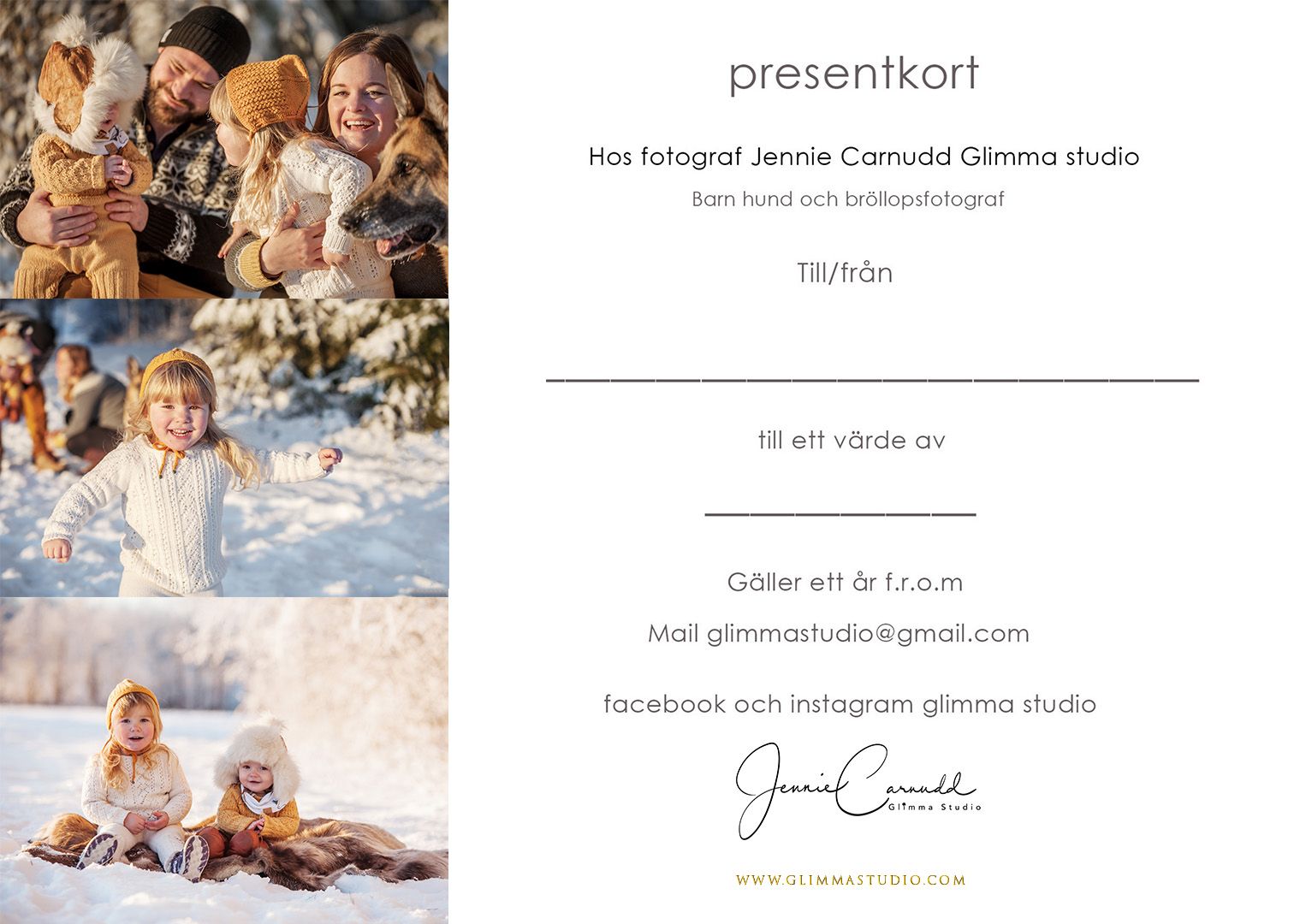 Presentkort barn och familj - Glimma studio