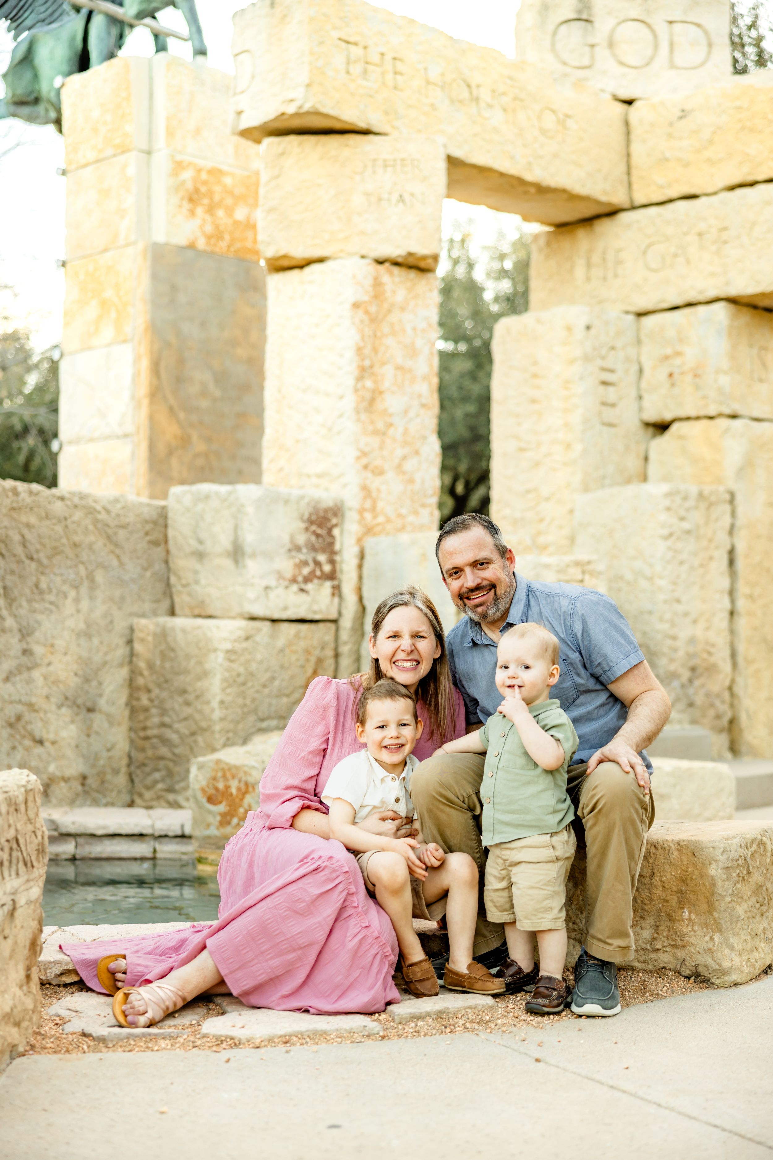 Family Sunset Session at Jacob's Ladder with Spring Blossoms at Abilene ...