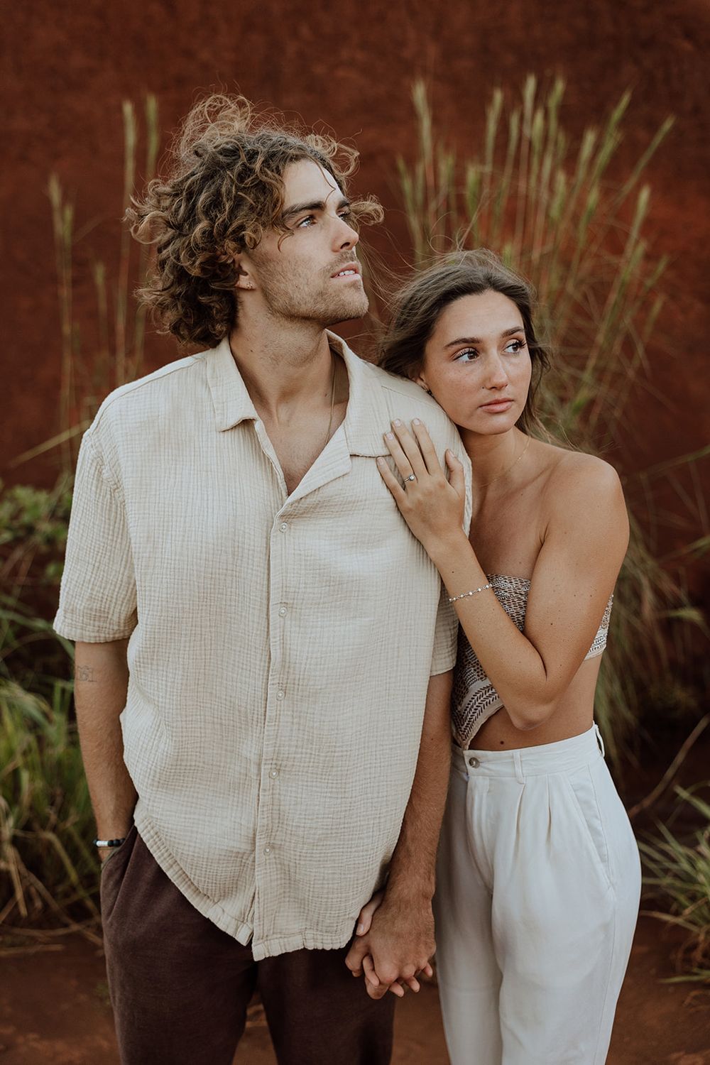 Red Dirt Falls Couple Photoshoot in Kauai - Abigail Traver Photo