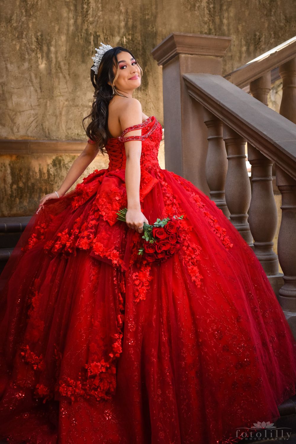 Quince Photoshoot fotolilly photography in Red Quince Dress Las Colinas ...