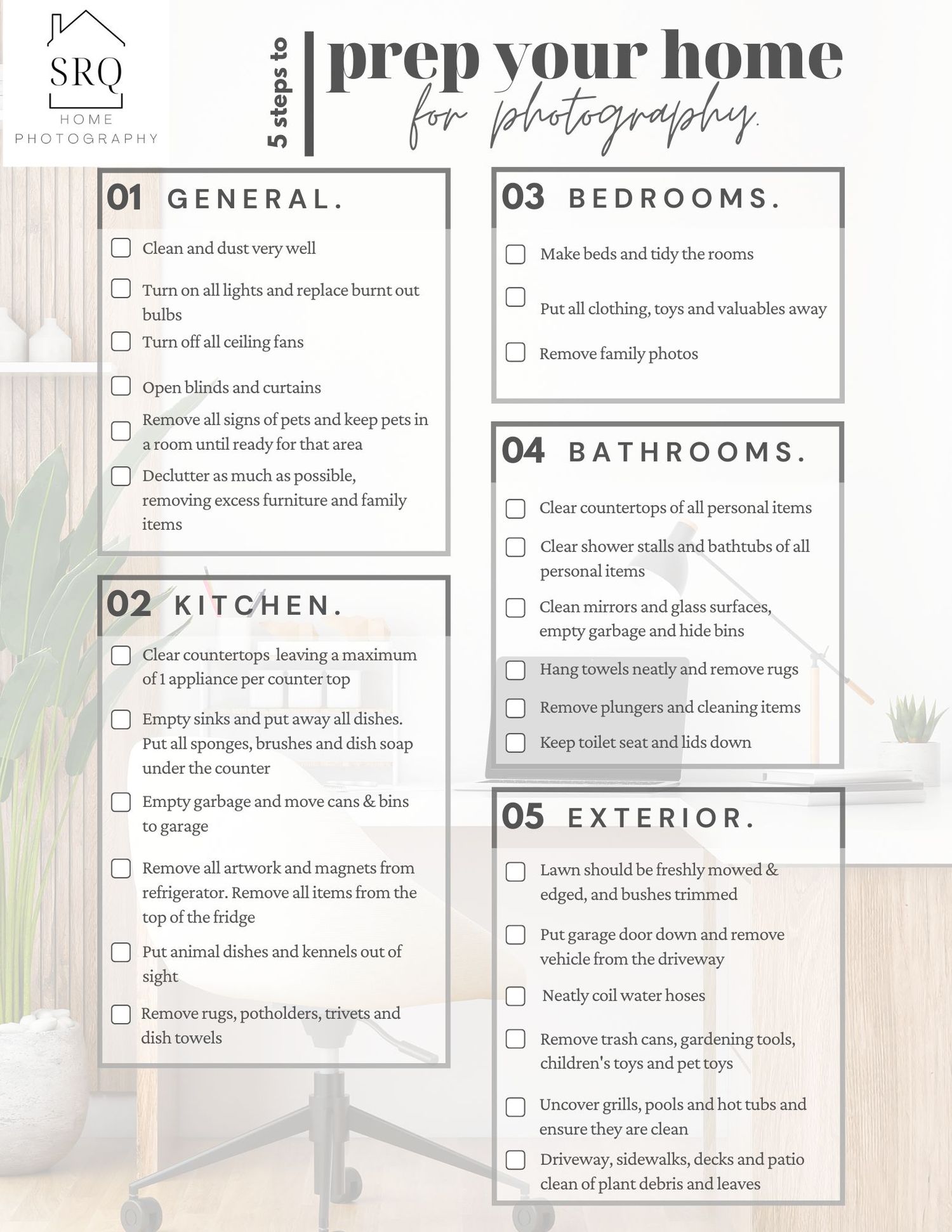 Photography Checklist - SRQ Home Photography