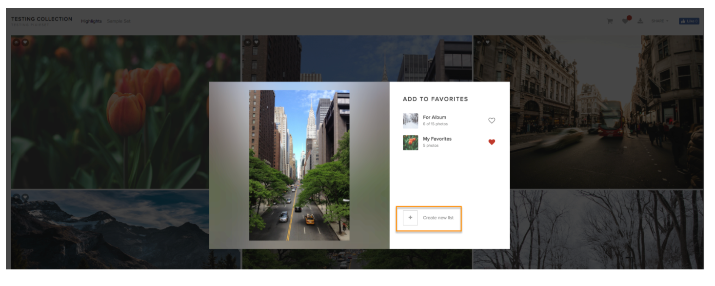 How you create a favorite list in your Pixieset gallery ...