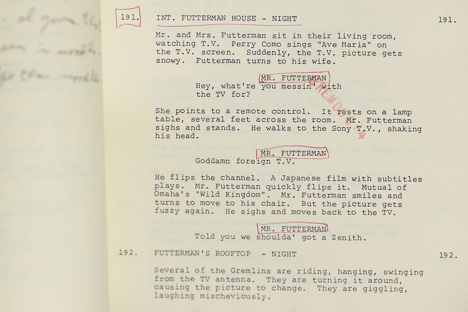 Dick Miller Annotated Script from Gremlins - The Gremlins Museum