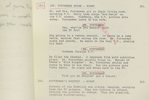 Dick Miller Annotated Script from Gremlins - The Gremlins Museum