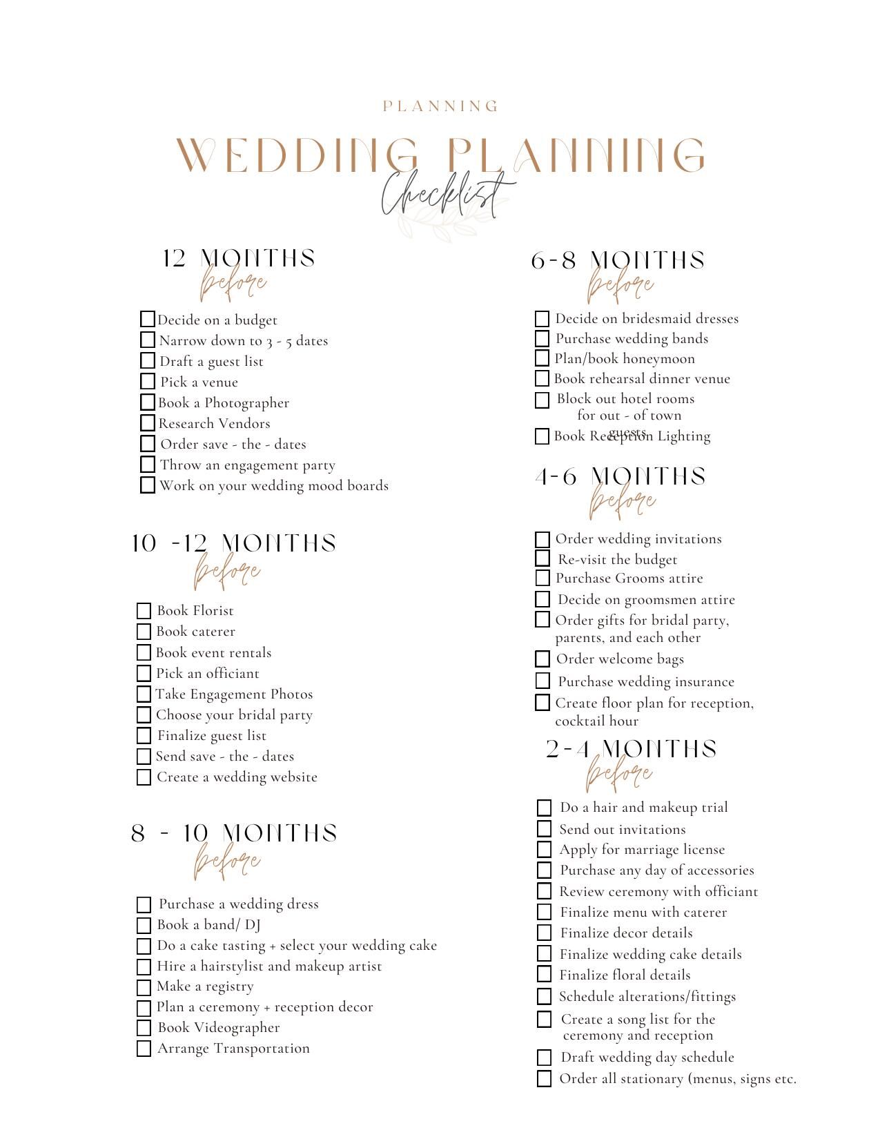 How to Plan a Wedding Checklist - Vila Weddings