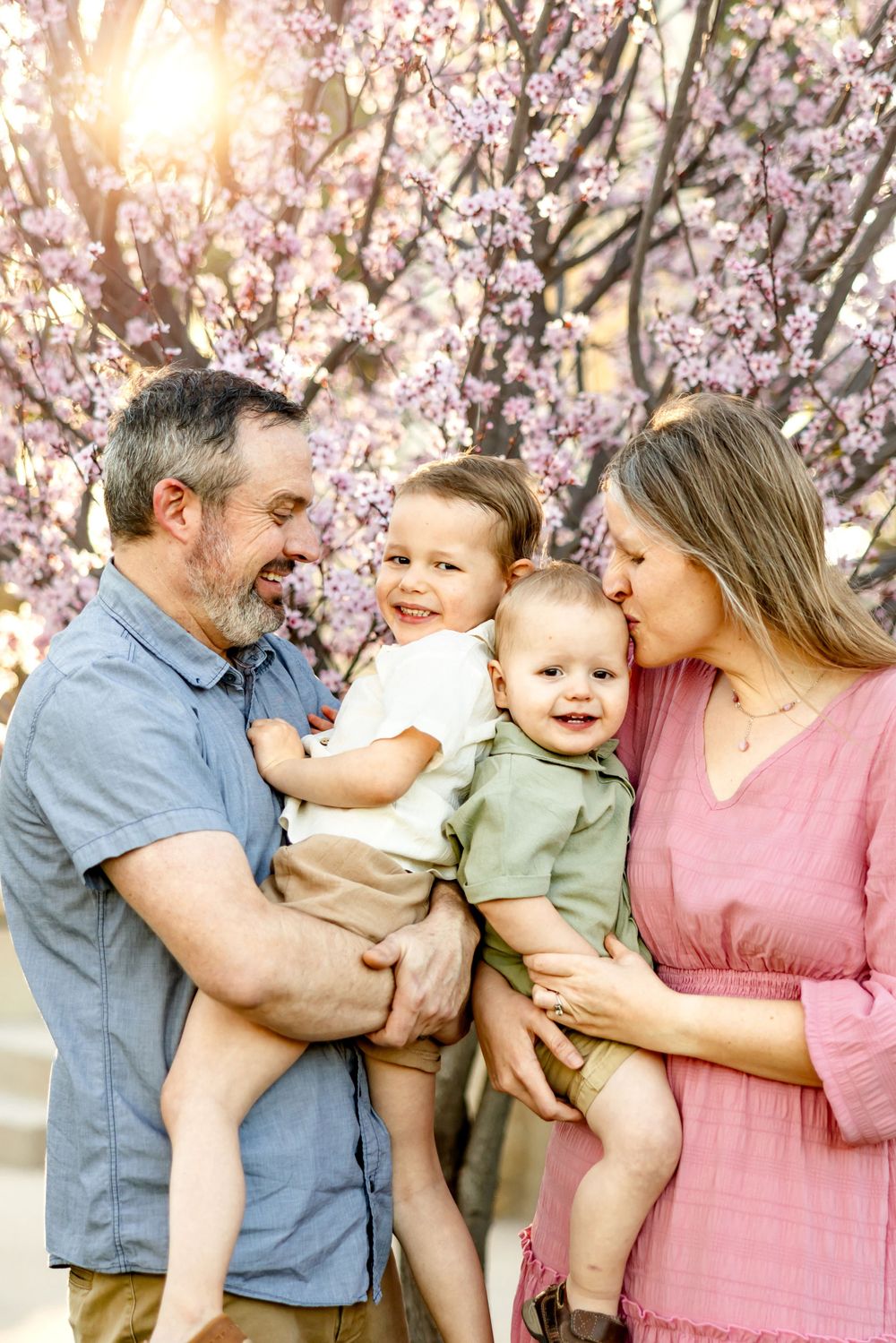 Family Sunset Session at Jacob's Ladder with Spring Blossoms at Abilene ...