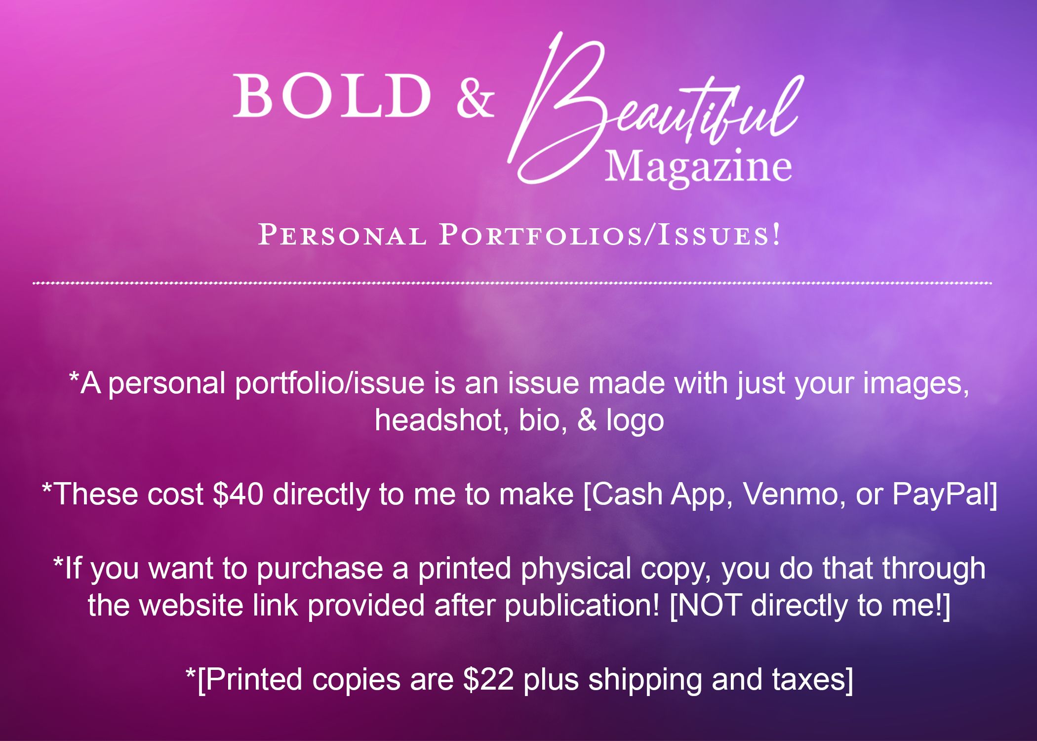 Personal Portfolios/Issues - Bold & Beautiful Magazine
