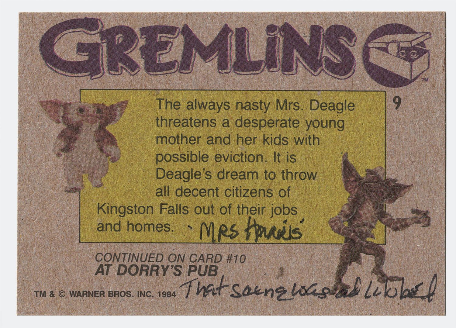 Autographed Gremlins Trading Cards - The Gremlins Museum