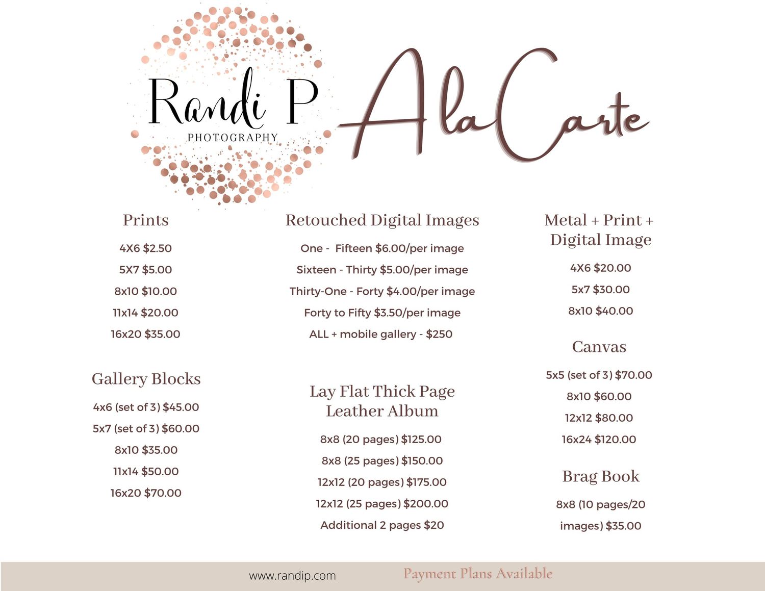 Main Pricing Guide - Randi P Boudoir Studio