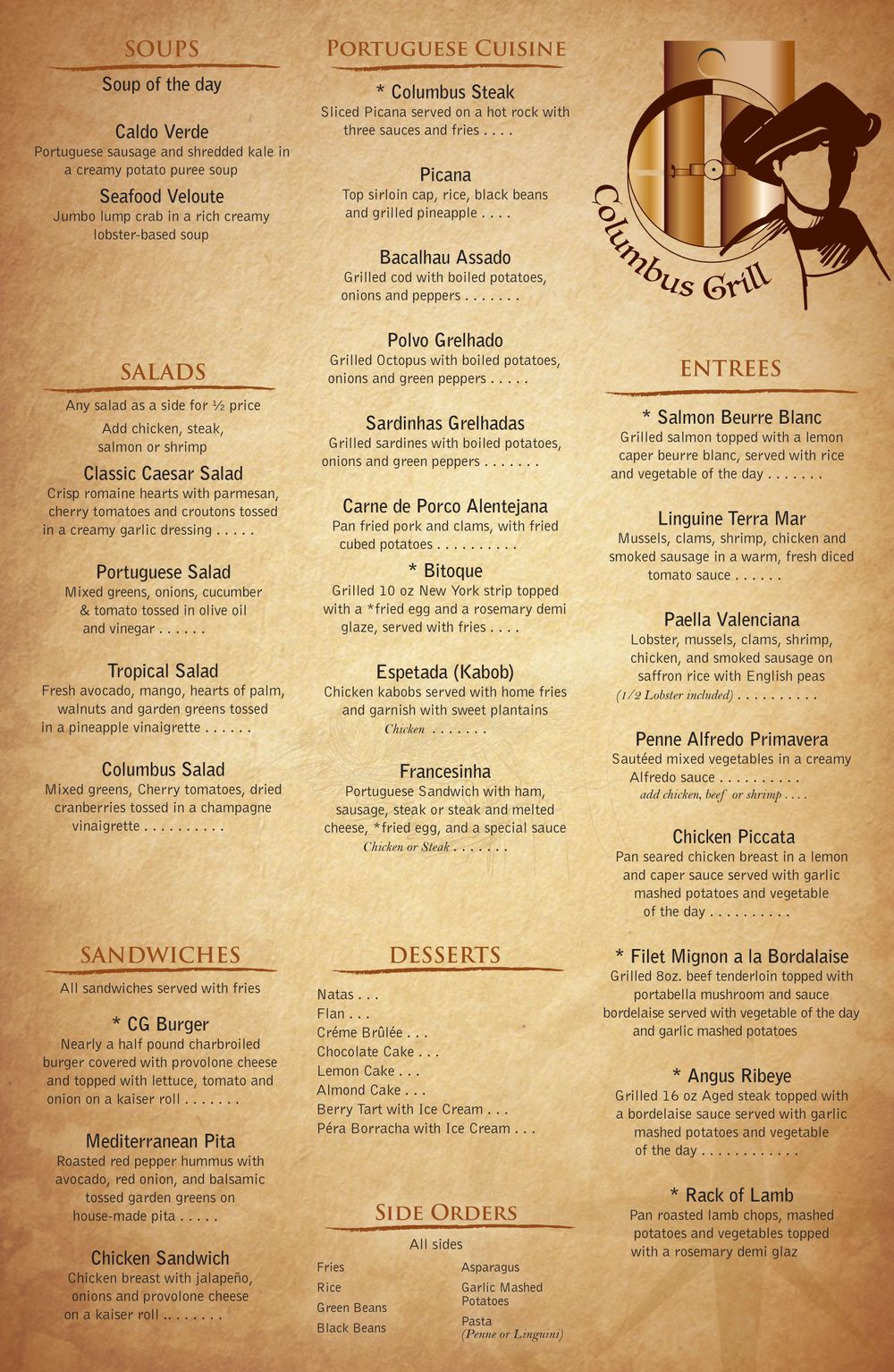 Our Menu - Columbus Grill