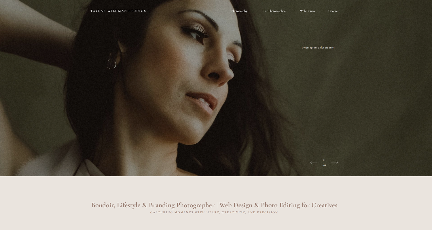 Website Design - Taylar Wildman Studios