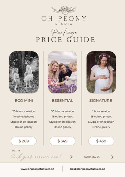 Price Guides Oh Peony Studio
