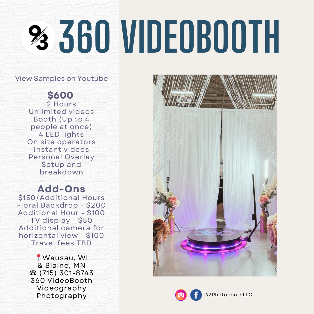 360 Video Booth Rates - 93 Photobooth - Photography - Videography