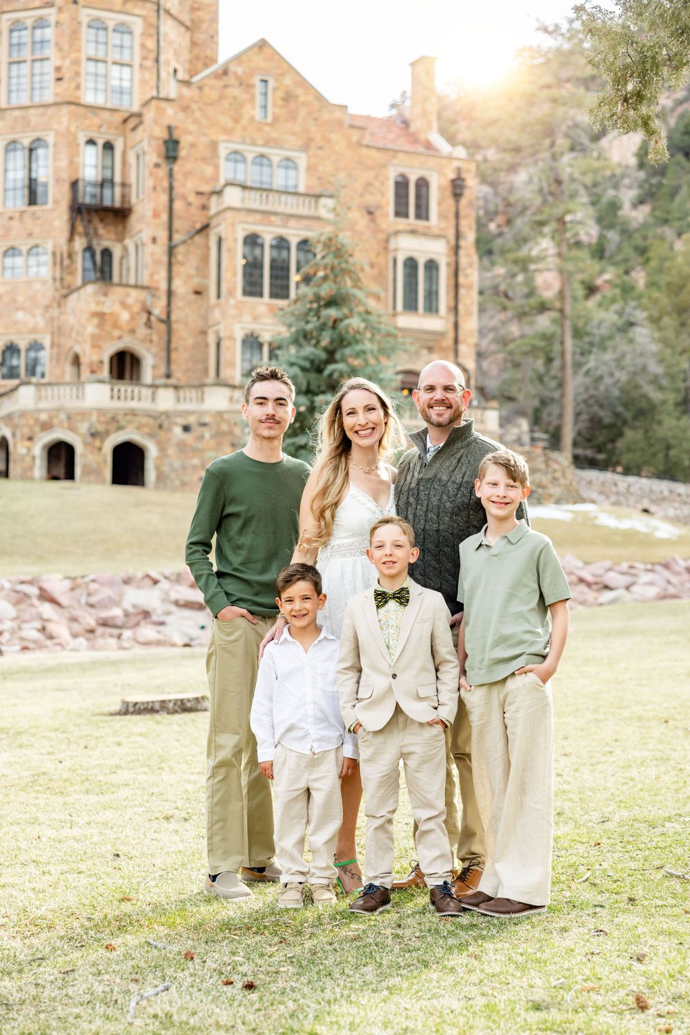 Fairytale Spring Family Engagement Session at Glen Eyrie Castle in ...