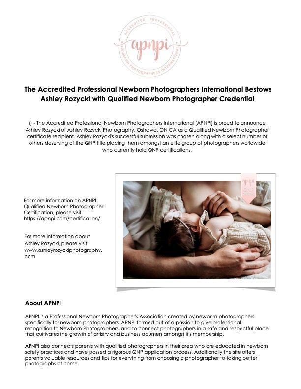 Qualified Newborn Photographer - Professional Credential - Ashley ...