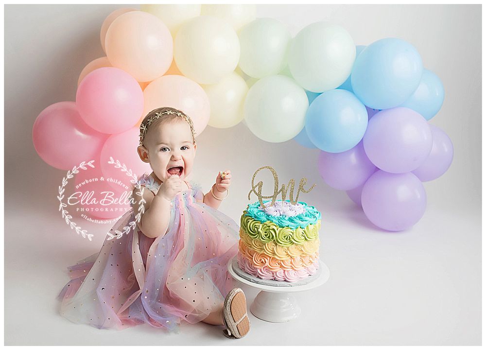 Pastel Rainbow ~ San Antonio One Year Cake Smash Photographer - Ella Bella Photography - San ...