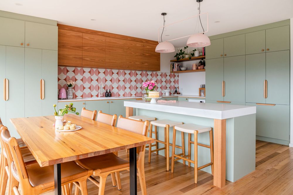 Pink and Green Kitchen to love - Karen Williamson Photography
