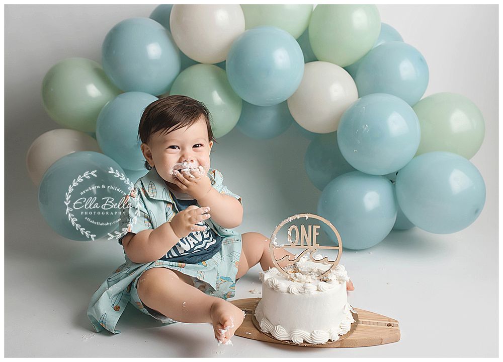 Lil Surfer ~ San Antonio One Year Cake Smash Session - Ella Bella Photography - San Antonio ...