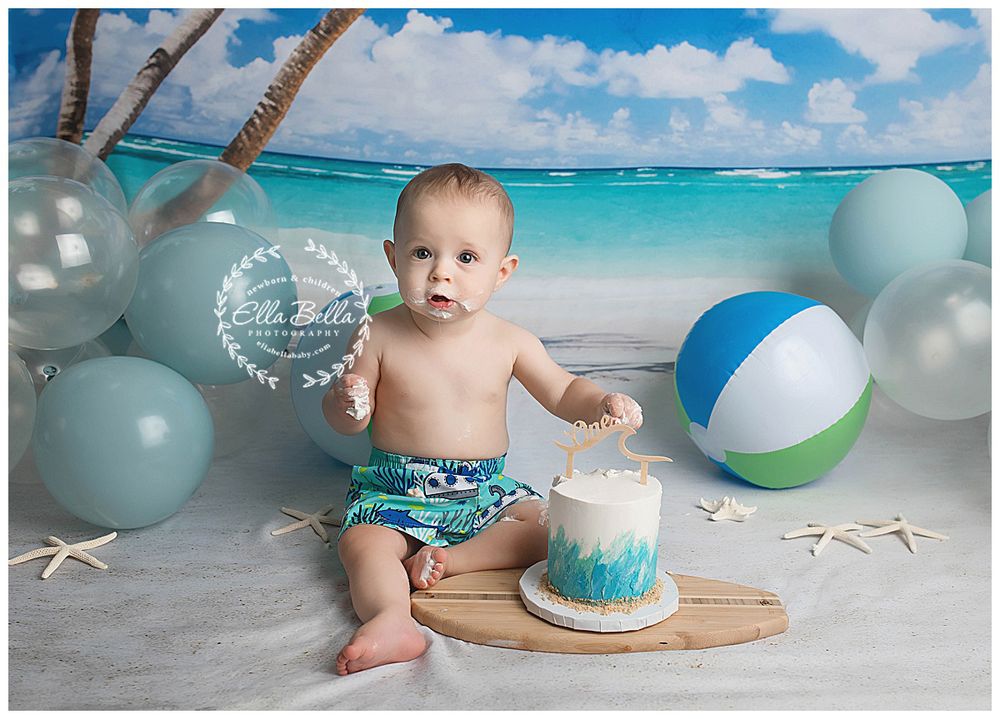 Beach Smash ~ San Antonio One Year Cake Smash Photographer - Ella Bella Photography - San ...