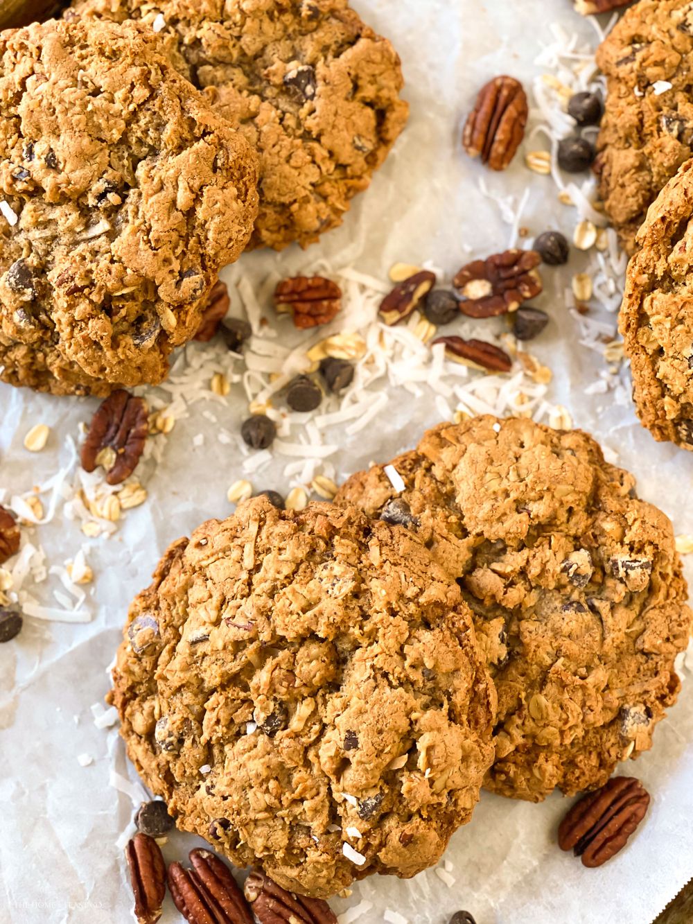 Cowboy Cookies With Chocolate Chips, Oats, Pecans & Coconut - American ...