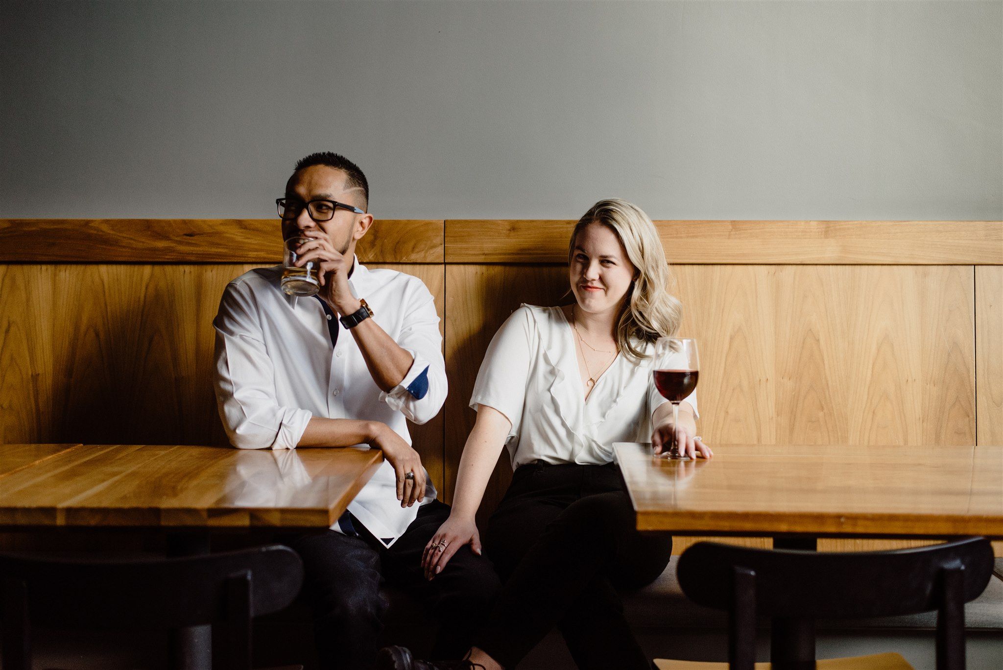 Moody & Romantic Restaurant Engagement Photos at Central Cafe in Newton ...