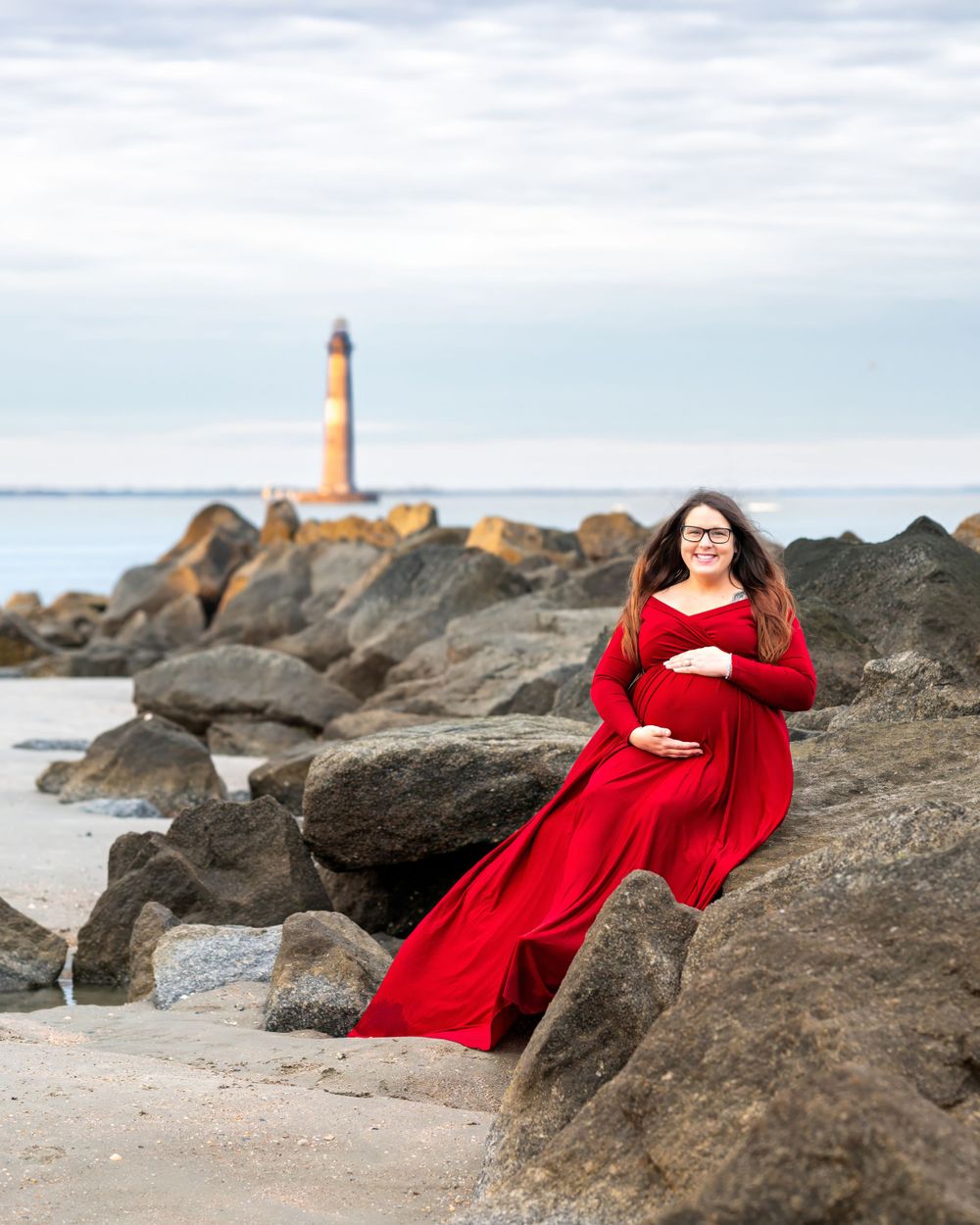 Sunset Maternity Session at Morris Island Lighthouse - Vaughters ...