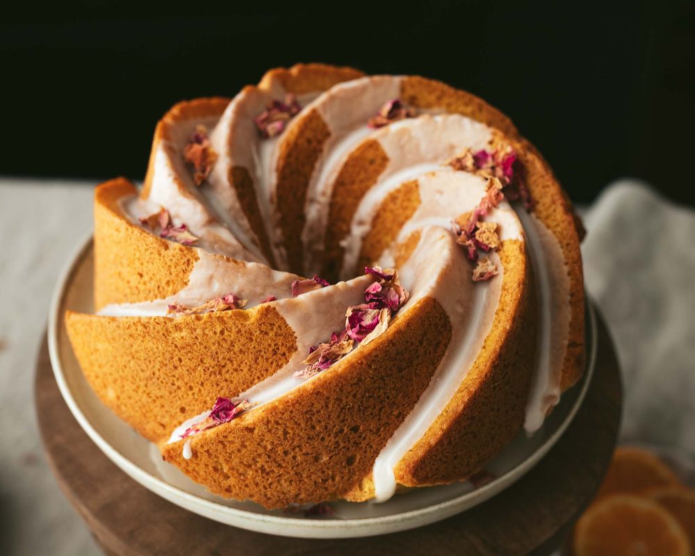 Clementine Cake with Cardamom + Rose Icing - Eggs Flour Milk